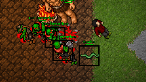 Hunt for Knights level 45+ in Orc Fortress (Orc Fortress Surface) | Intibia