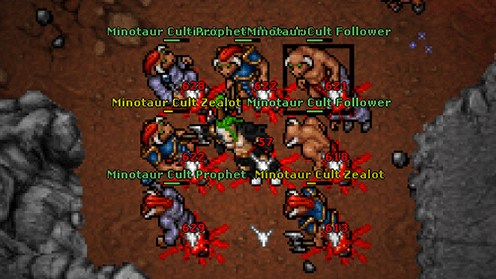 Hunt for Knights level 150+ in Minotaurs Cult Cave | Intibia